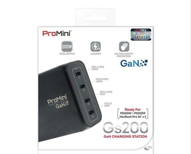 (全新行貨) Magic-Pro ProMini Gs200 GaN氮化鎵 Quad Type-C GaN桌面式快速充電器, 手提電話, 電話 ...
