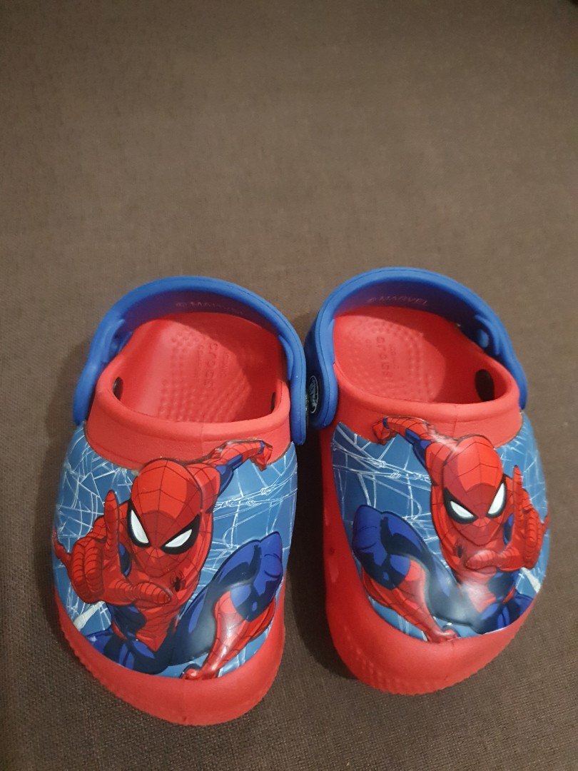 Authentic Crocs Spiderman Lightup, Babies & Kids, Babies & Kids Fashion ...