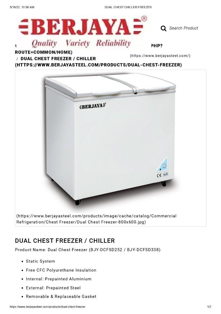 Dual Chest freezer and Chiller, TV & Home Appliances, Kitchen ...