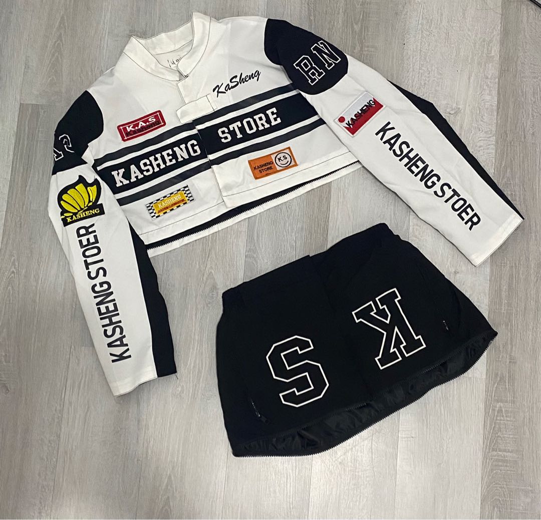 Black and White Racing Jacket, Women's Fashion, Coats, Jackets and ...