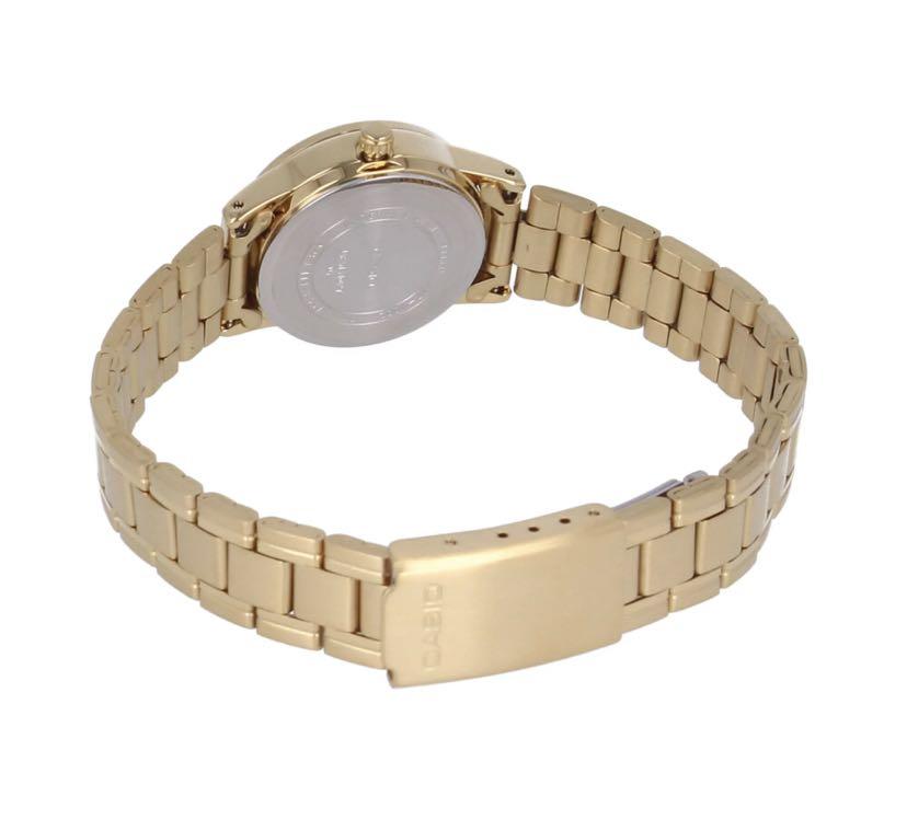 Casio LTP-V002G-9B3 Ladies Analog Quartz LTPV002G-9B3 Gold Tone Watch LTPV002 Gold Dial Brand ...