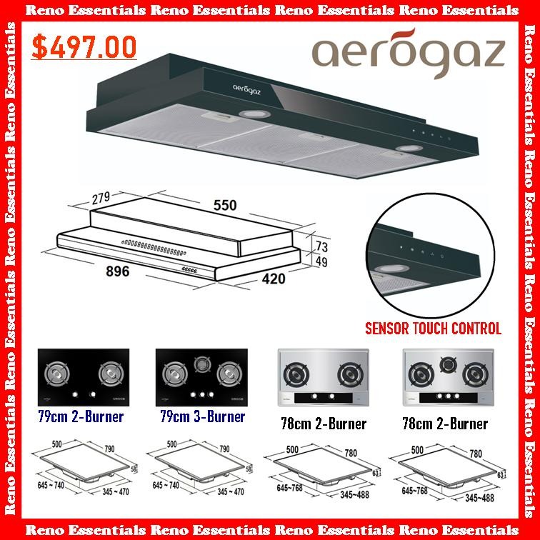 Cooker Hood and Hob in Black Aerogaz, TV & Home Appliances, Kitchen ...
