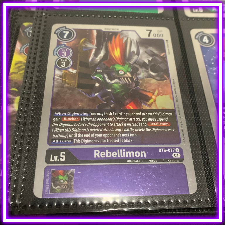 Digimon English TCG - Rebellimon BT6-077 R Rare Purple Card, Hobbies & Toys, Toys & Games on ...