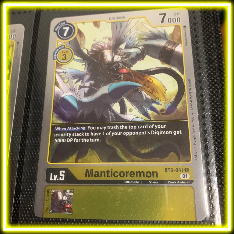 Digimon English TCG - Manticoremon BT6-041 R Rare Yellow Card, Hobbies ...