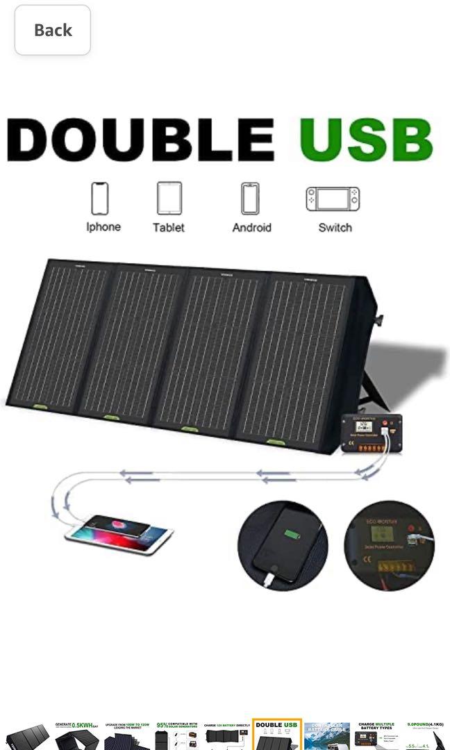 ECO-WORTHY 120W Portable Solar Panel Kit for Portable Power Station or ...