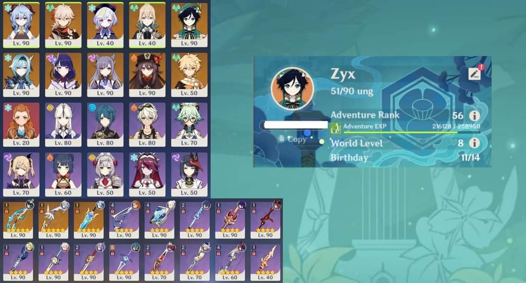 GENSHIN IMPACT ACCOUNT Ganyu/Venti/Eula+Signature weapons, Video Gaming ...