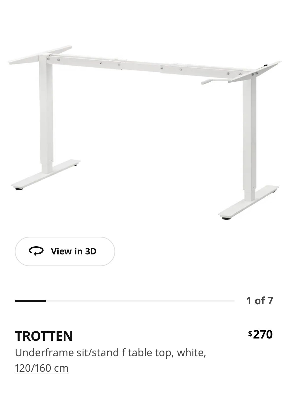 IKEA TROTTEN sit stand desk underframe only, Furniture & Home Living ...