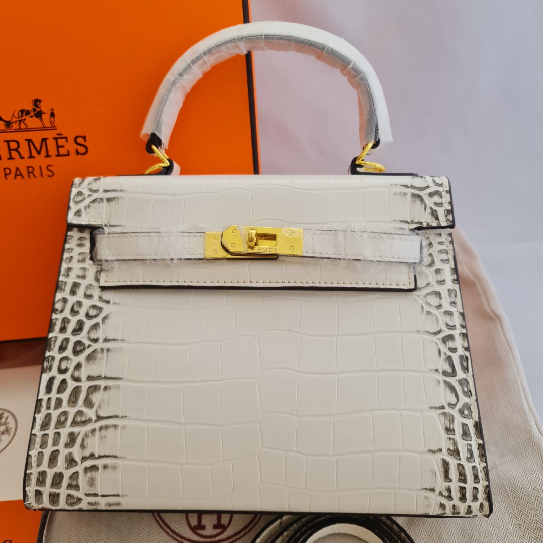 Kelly 25 Himalayan Croc Top Handle/ Sling Bag, Women's Fashion, Bags ...