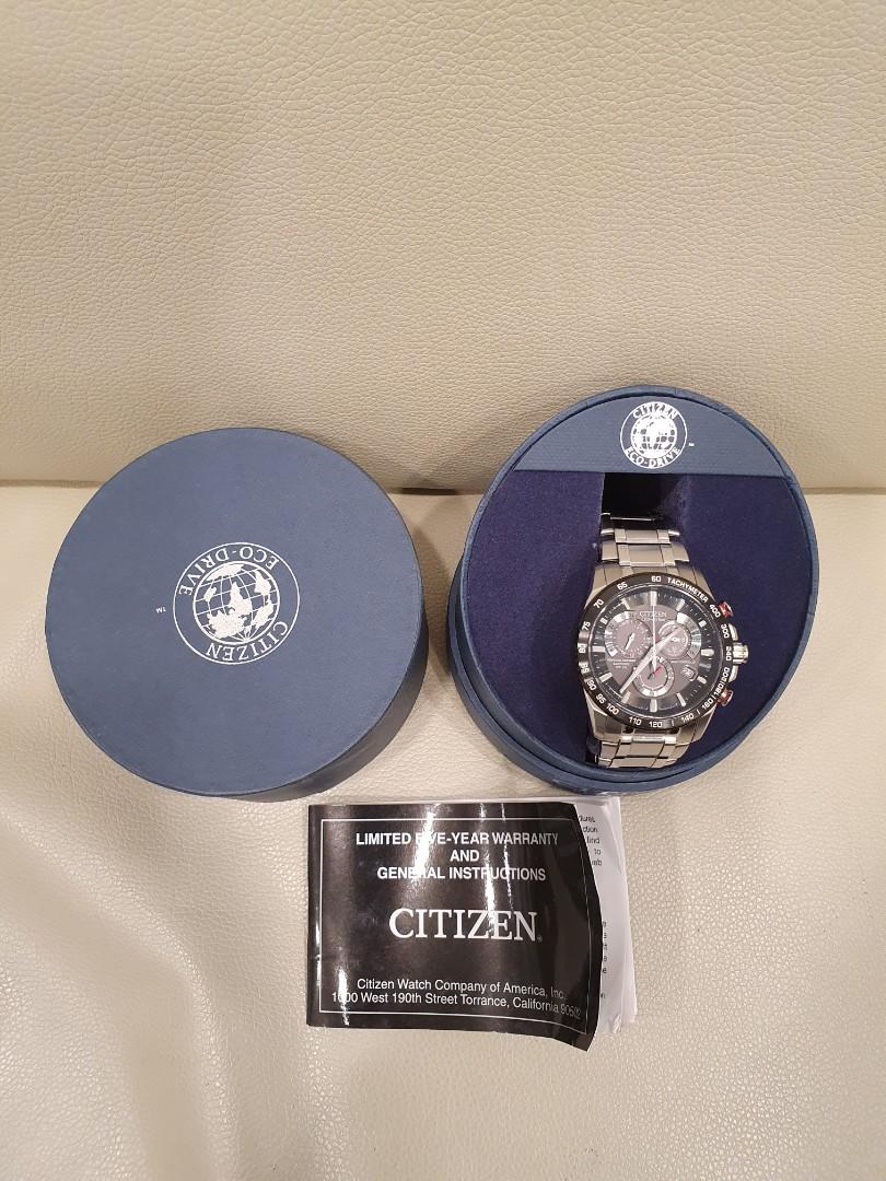 Like New Citizen Perpetual Chrono A-T Stainless Steel Black Dial Men's ...