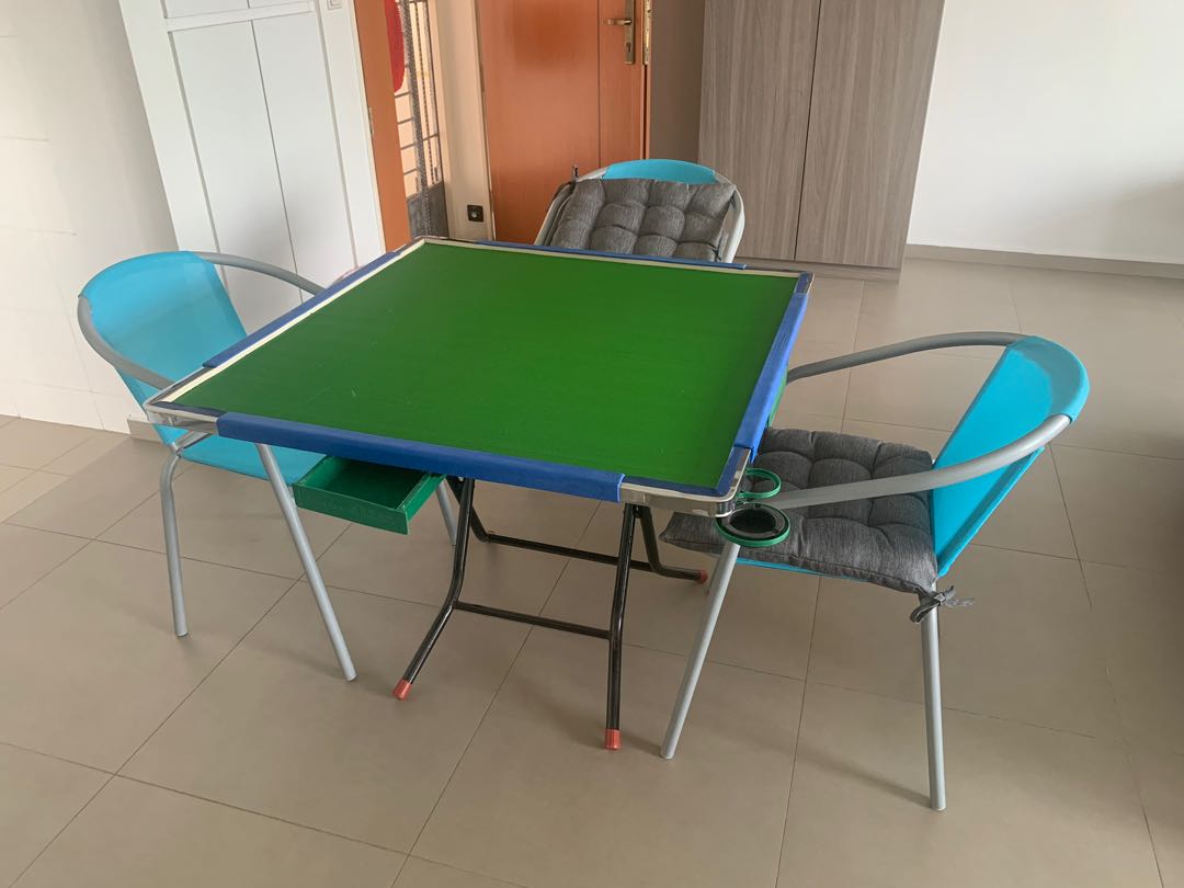 Mahjong table complete with chairs and cushions, Hobbies & Toys, Toys ...