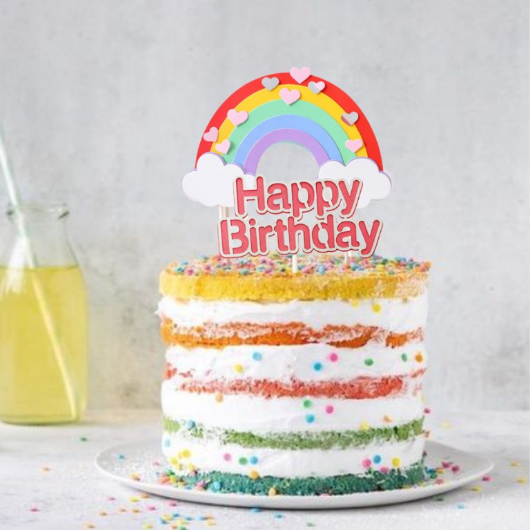 Orange Colour Birthday Cake Topper | Rainbow Cake Topper | Unicorn ...