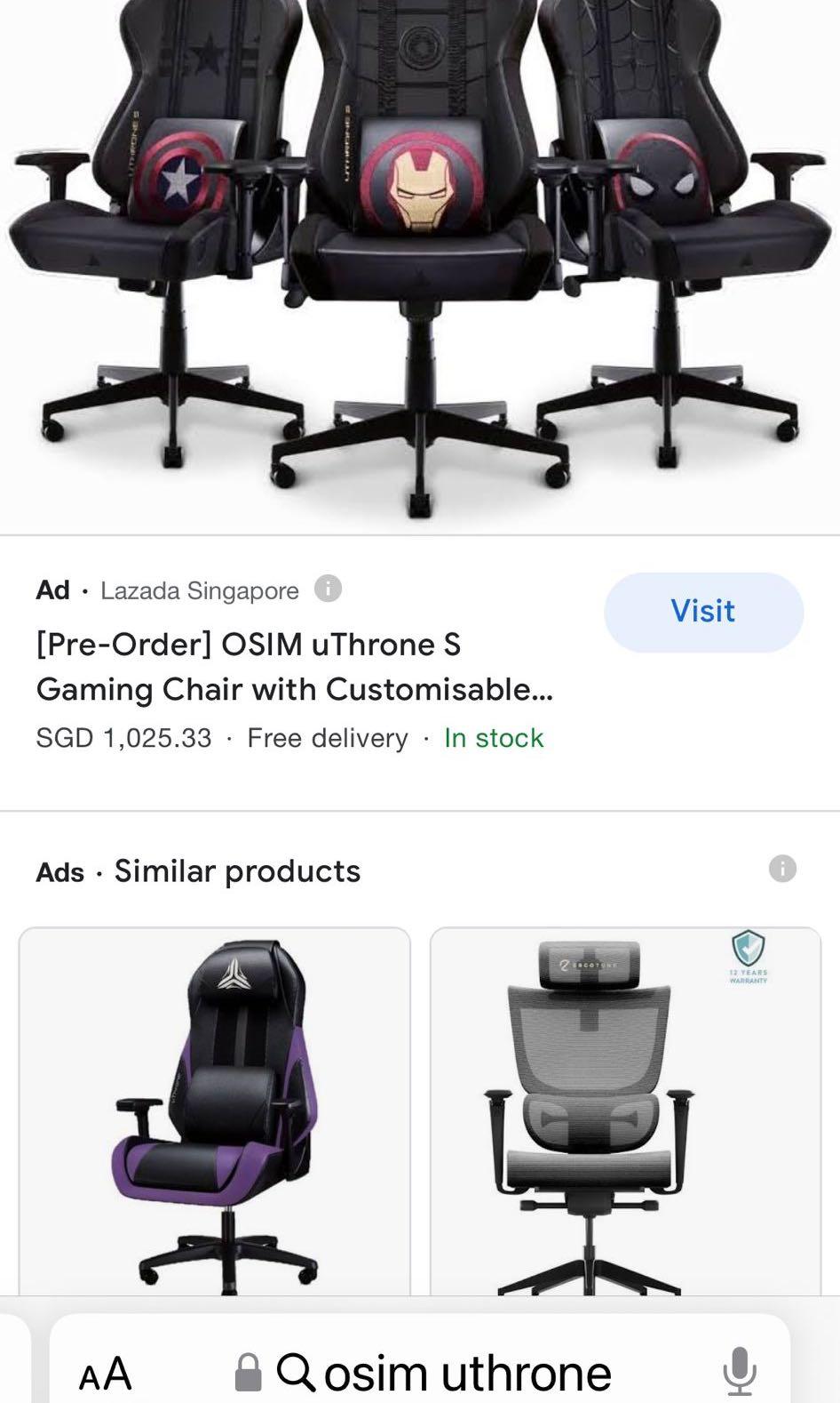 OSIM X Marvel Chair, Furniture & Home Living, Furniture, Chairs on ...