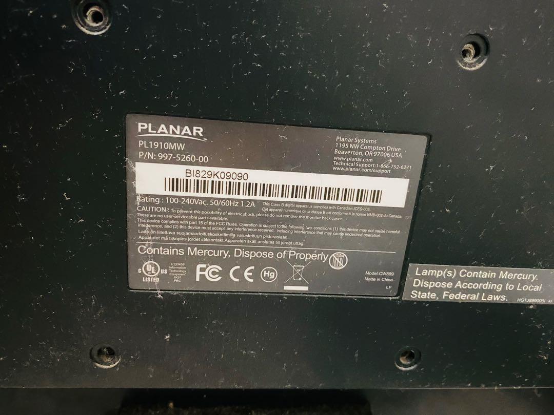 PLANAR COMPUTER MONITOR 19 INCHES, Computers & Tech, Parts ...