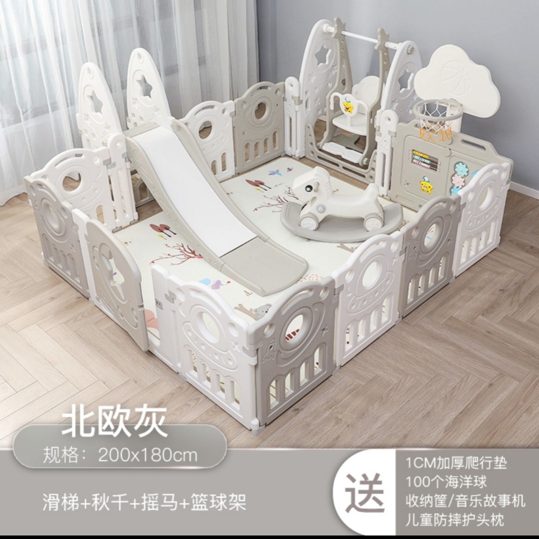 Playpen with swing and slide, Babies & Kids, Baby Nursery & Kids ...