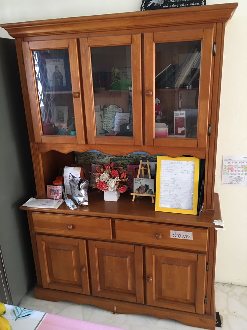 Solid wood display cabinet to give away, Furniture & Home Living ...