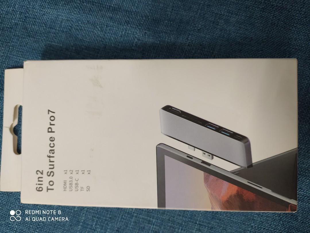 Surface Pro 7 USB C Hub, 6-in-2 Aluminum Surface Pro 2019 Dock with 4K ...
