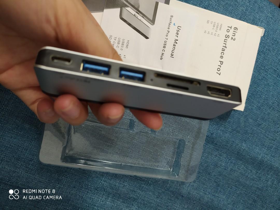 Surface Pro 7 USB C Hub, 6-in-2 Aluminum Surface Pro 2019 Dock with 4K ...