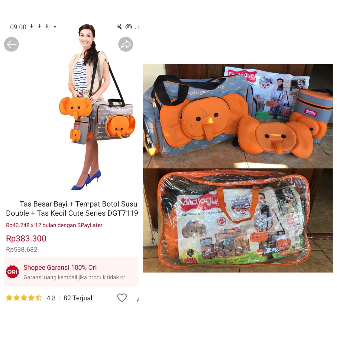 Tas Dialogue baby 3 in 1 original lengkap besar kecil tempat minum bayi ...