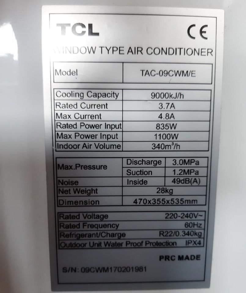 TCL 1HP non-inverter, TV & Home Appliances, Air Conditioning and ...