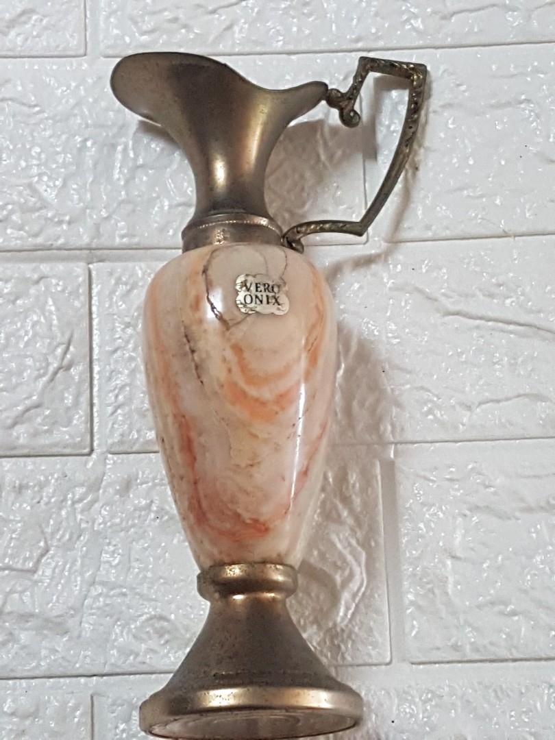 Vintage 9.75" Italian Vero Onyx Brass Onix Pitcher Jug Vase, Hobbies ...