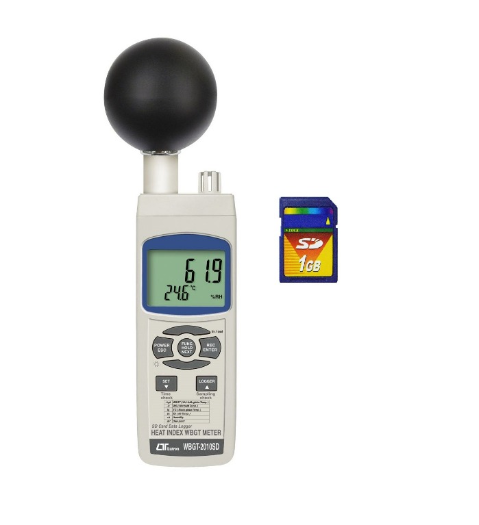 WBGT Meter, Datalogger, Heat Stress Meter, Wet-Bulb Globe Temperature Meter, Lutron, WBGT-2010SD ...