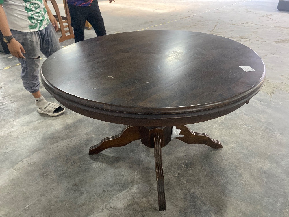Wooden Round Dining Table / Meja Makan Bulat Kayu, Furniture & Home ...