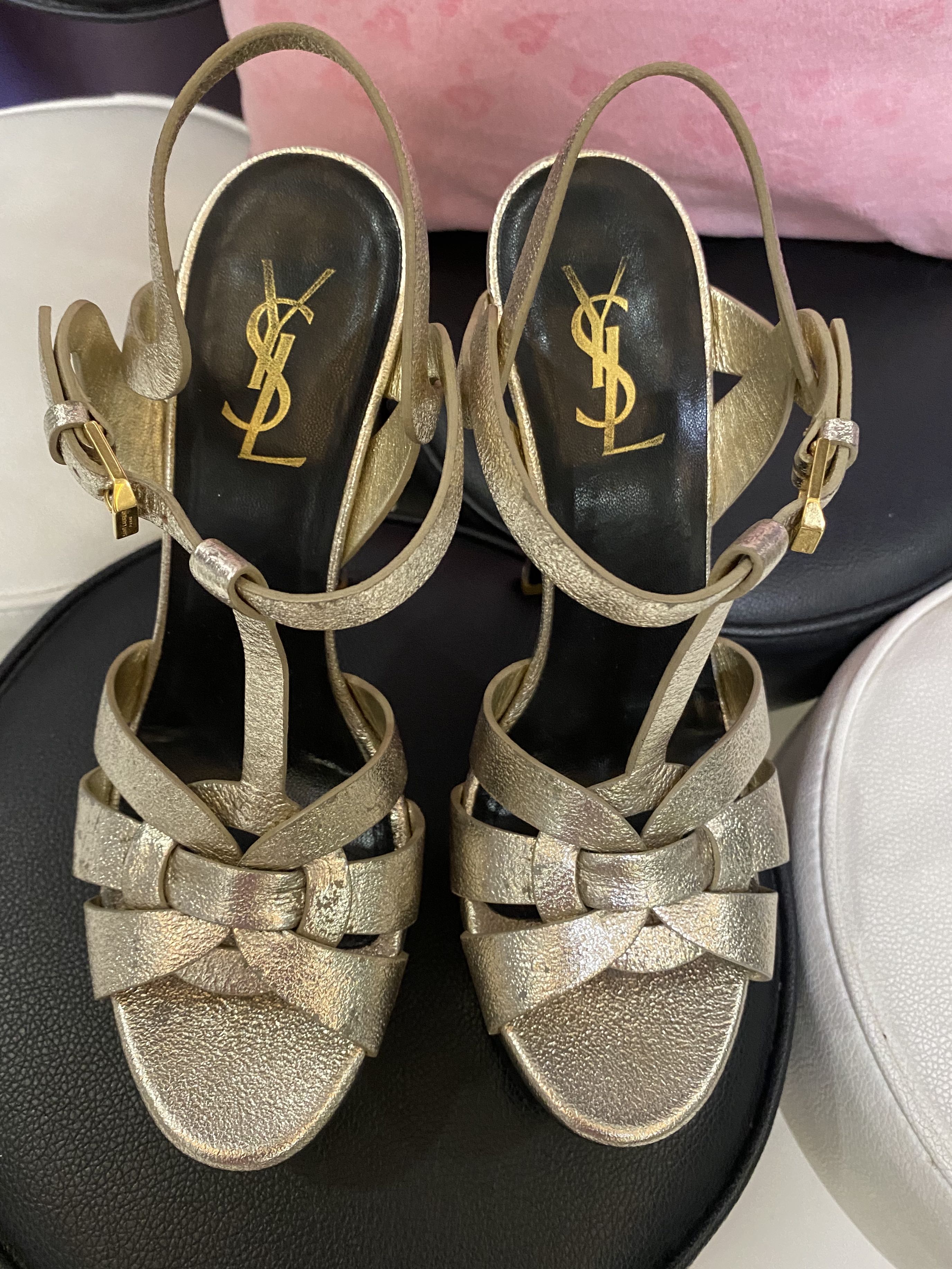 YSL Tribute Platinum high heels, Women's Fashion, Footwear, Heels on ...