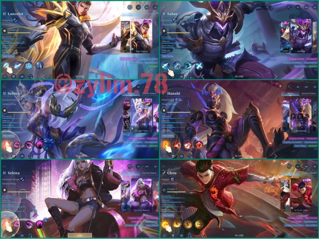 223 SKINS,ALU LEGEND+GUSION K+FANNY EPIC MOBILE LEGENDS ACCOUNT#89 ...