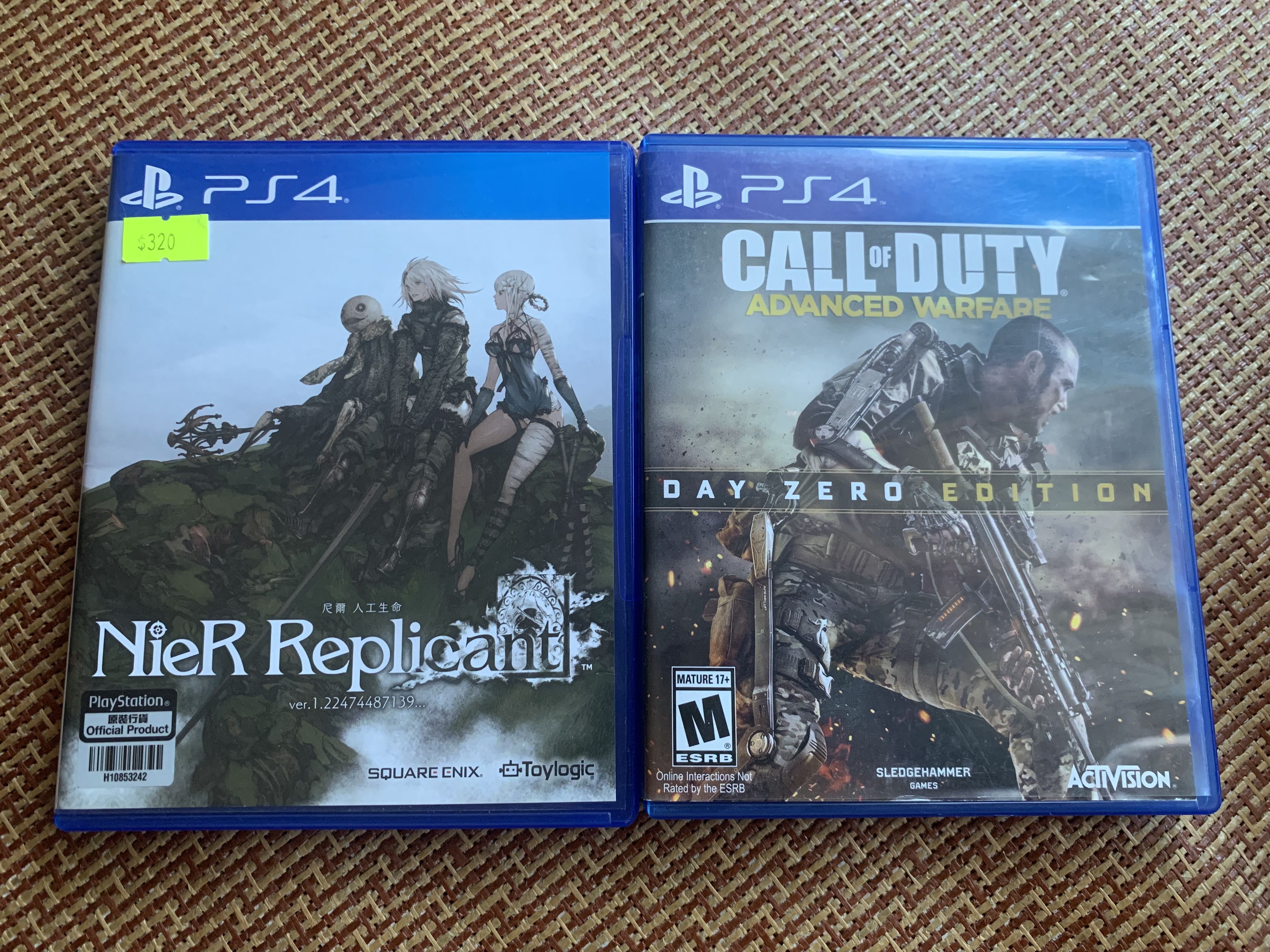 放 PS4 Nier Replicant 中文版, Call of duty AW D0 英文版, 電子遊戲, 電子遊戲 ...