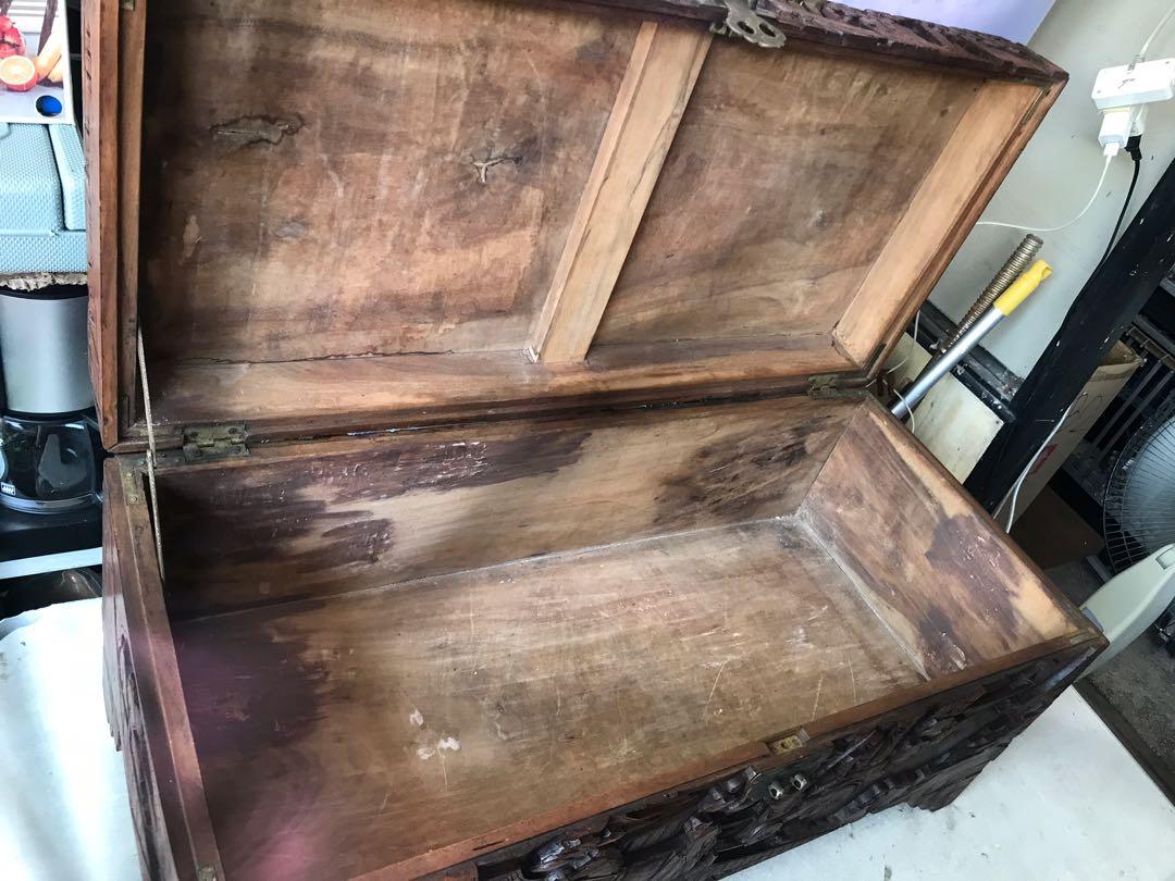 Antique Heavily Carved 31 inches Camphor Chest Baul, Furniture & Home ...