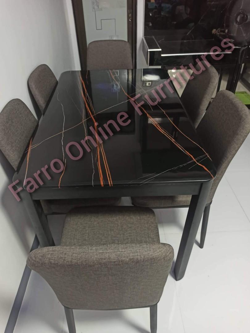 Black marble dining set, Furniture & Home Living, Furniture, Tables ...