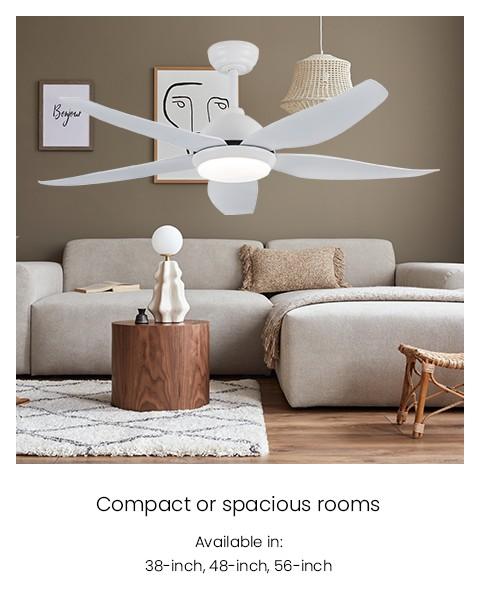 FANCO DC Ceiling Fan With Remote & 3 Tones LED Lights/ 36,46,52 inches ...