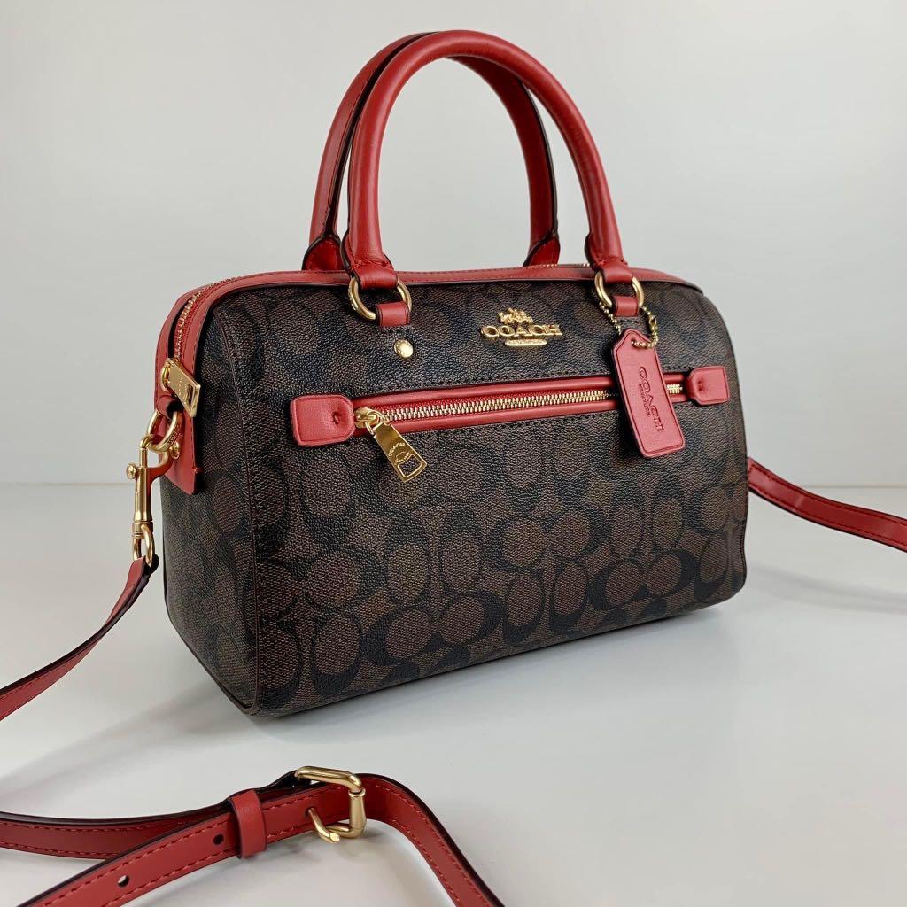 Coach Rowan Satchel in Signature (red), Women's Fashion, Bags & Wallets ...