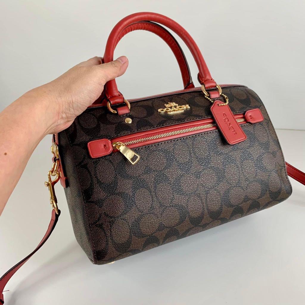 Coach Rowan Satchel in Signature (red), Women's Fashion, Bags & Wallets ...
