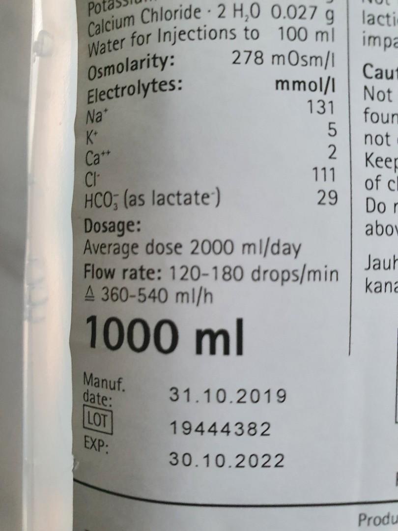 Compound Sodium Lactate / Hartmann's Solution / Feline Subcutaneous ...