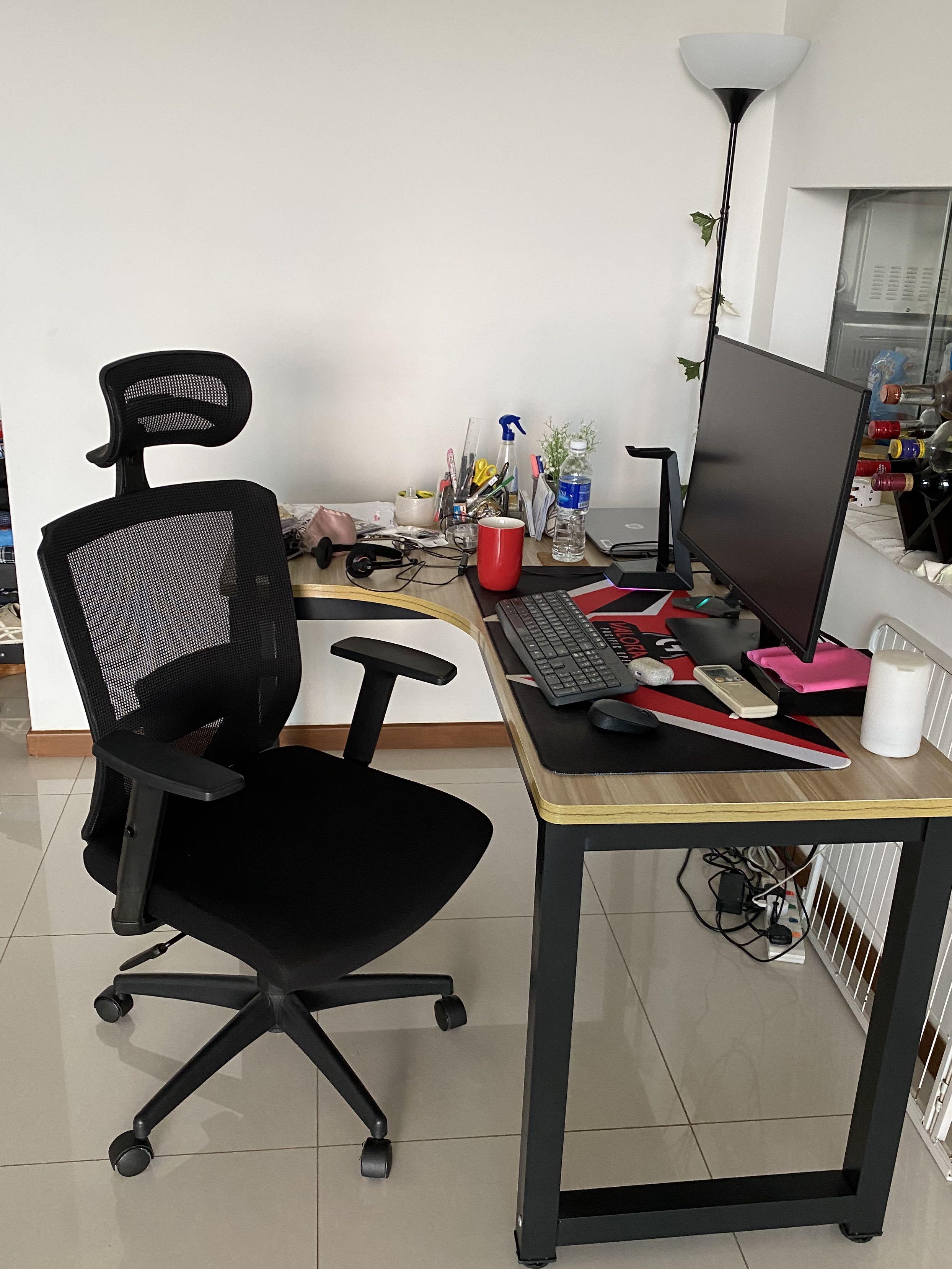 Computer table with ergonomic chair, Furniture & Home Living, Furniture ...