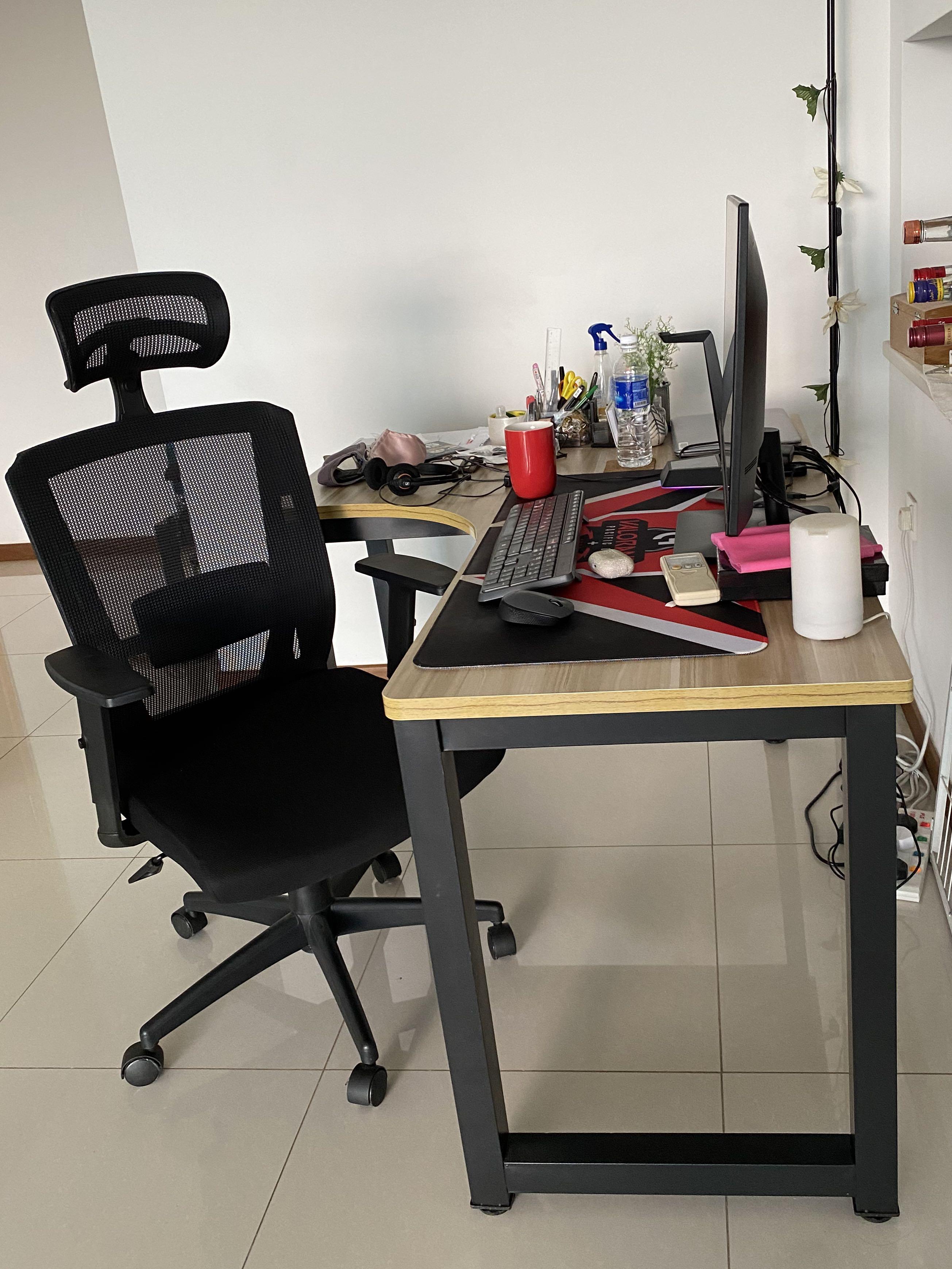 Computer table with ergonomic chair, Furniture & Home Living, Furniture ...