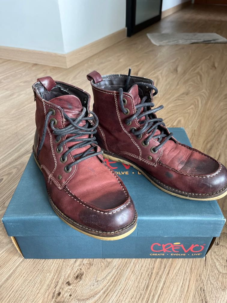 Crevo Buck Boots - Ox Blood, Men's Fashion, Footwear, Boots on Carousell