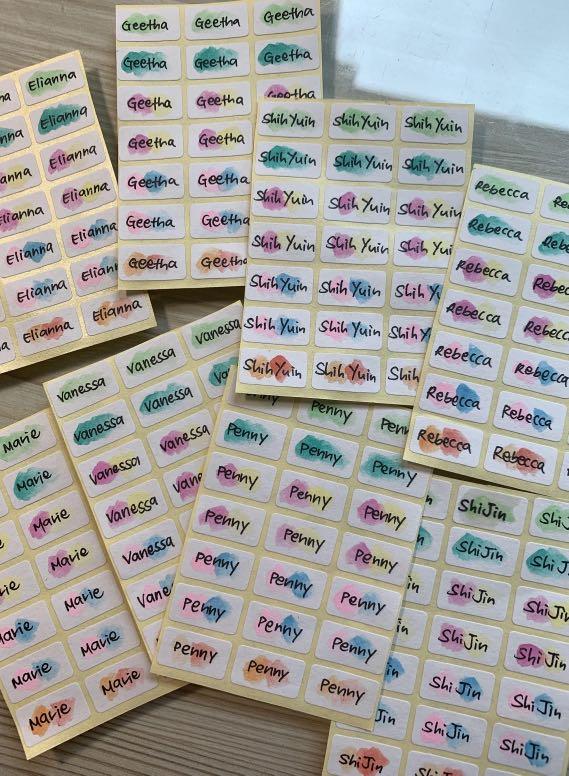 Customised Name Stickers Handmade Watercolour, Hobbies & Toys ...
