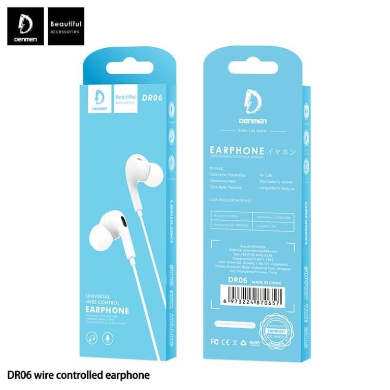 Denmen DR01 DR06 3.5mm in-ear earpiece Handphone with mic, Audio, Headphones & Headsets on Carousell