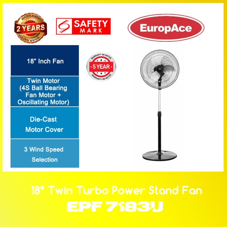 Europace EPF 7183U (18”) Twin Turbo Power Stand Fan WITH 2 YEARS ...