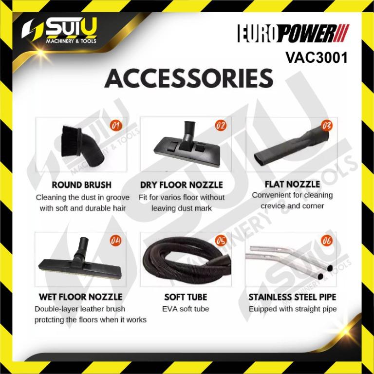 EUROX / EUROPOWER VAC3001 15L Commercial Wet & Dry Stainless Steel ...