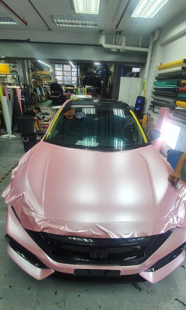 Full wrap sakura pink with roof black, Car Accessories, Accessories on ...