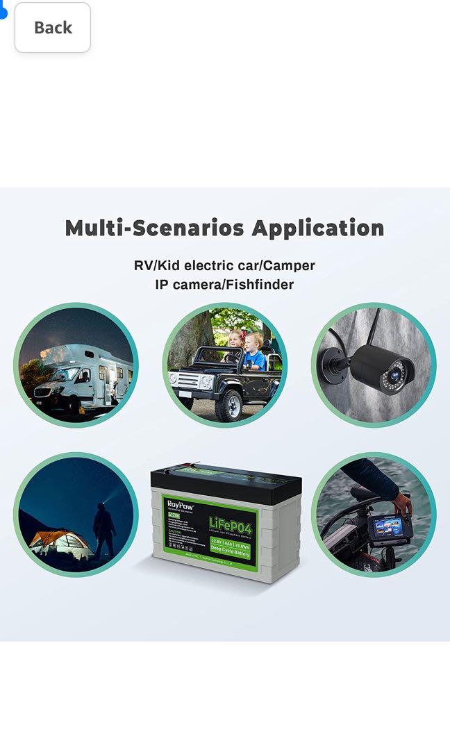 RoyPow 12V 6Ah Lithium Iron Phosphate Battery 3500 Cycles Rechargeable Deep Cycle LiFePO4 ...