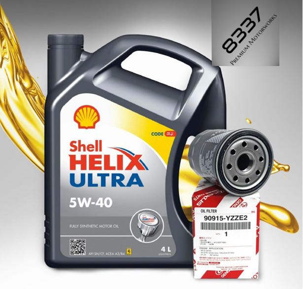 Shell Helix Ultra 5W40 Engine Oil Servicing with OEM Oil Filter (Toyota ...