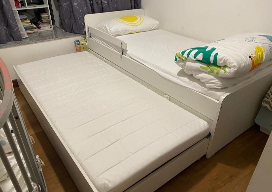 Ikea SLAKT Bed frame with pull out bed and two under bed storage ...