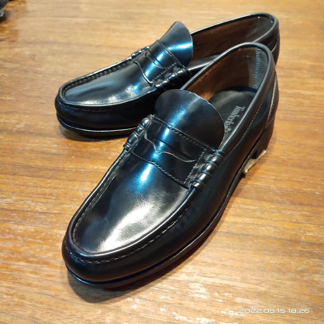 Timberland Penny Loafers Black Leather Shoes 8-8.5US, Men's Fashion ...