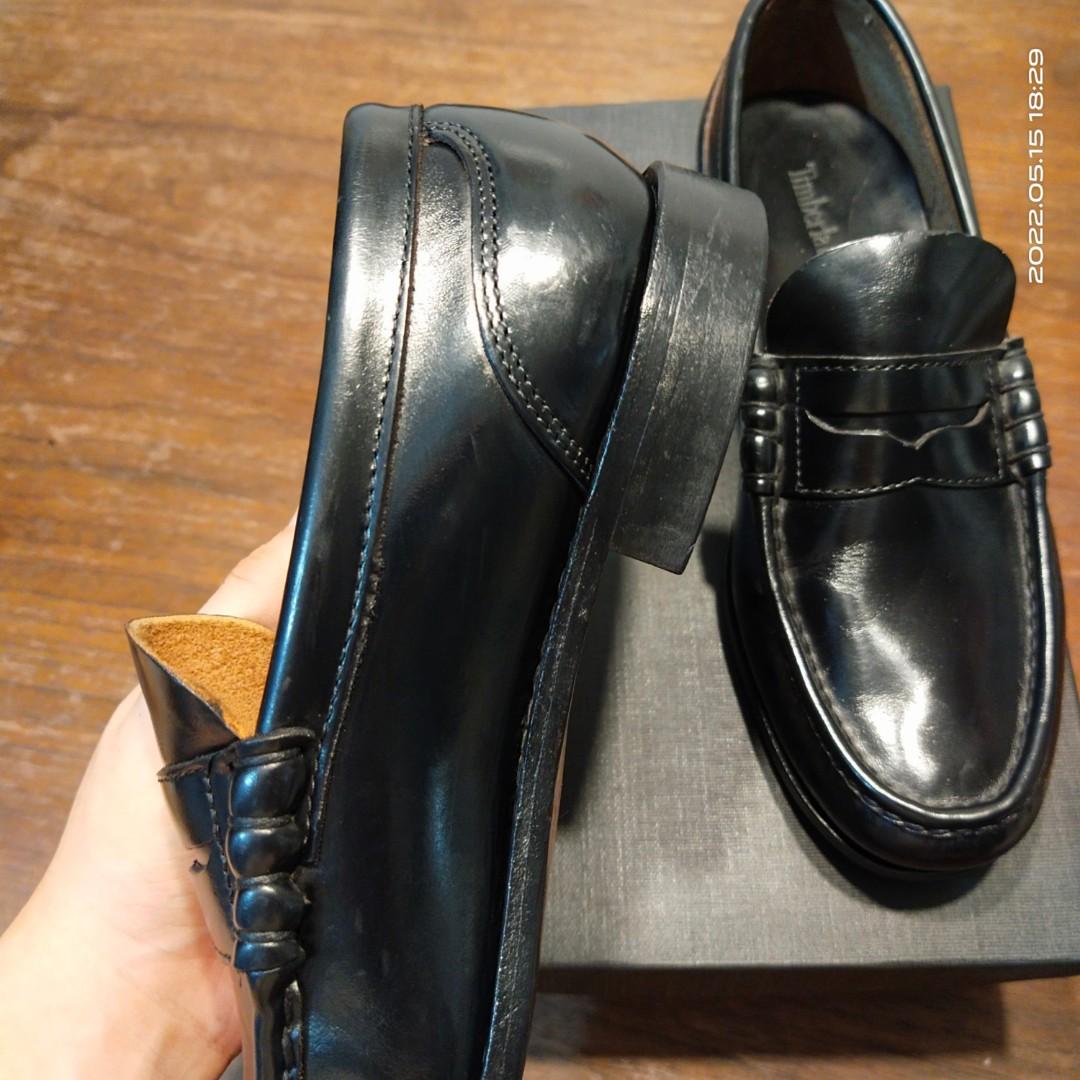 Timberland Penny Loafers Black Leather Shoes 8-8.5US, Men's Fashion ...