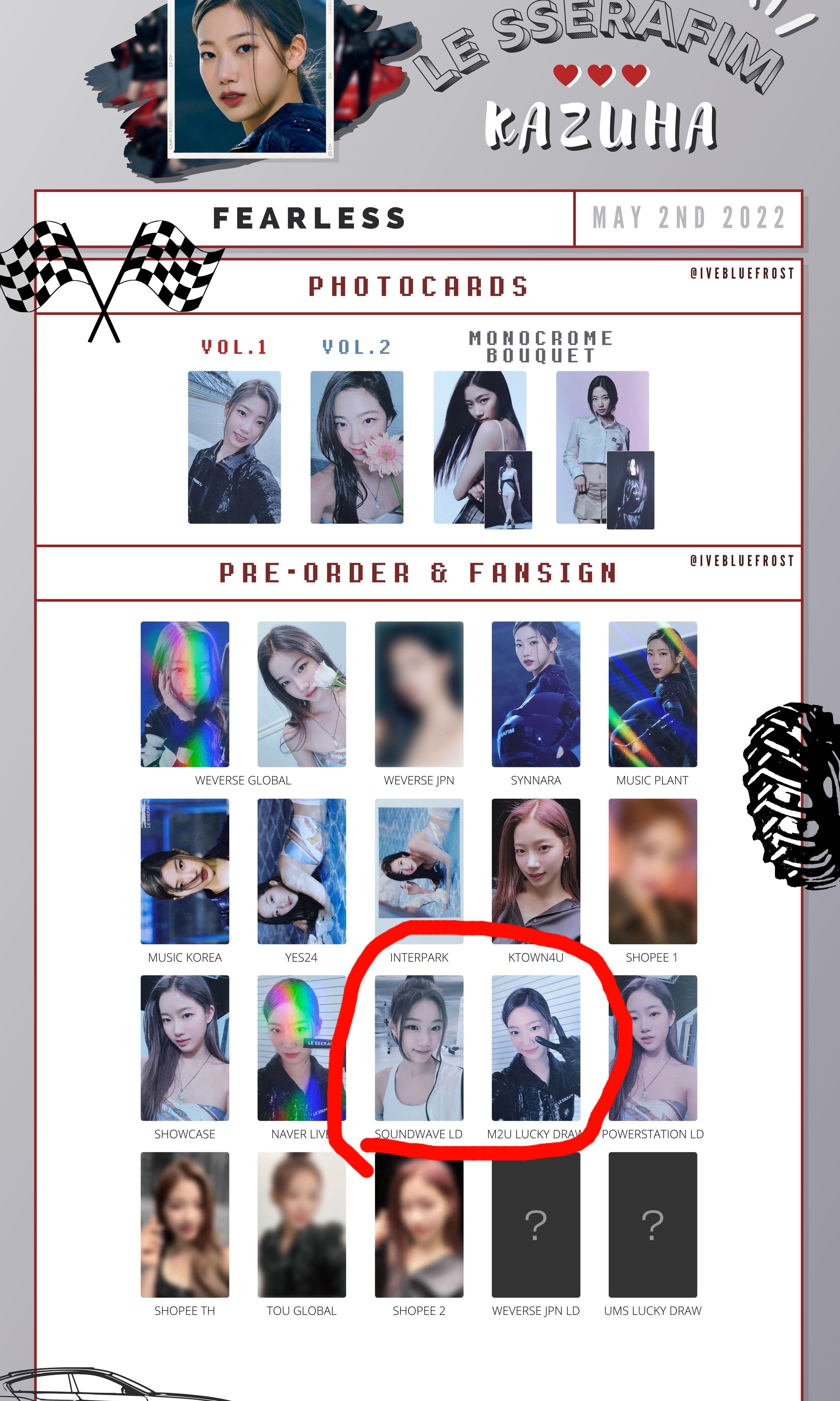 WTT/WTS LE SSERAFIM Fearless Photocards PCs POBs Soundwave M2U ...