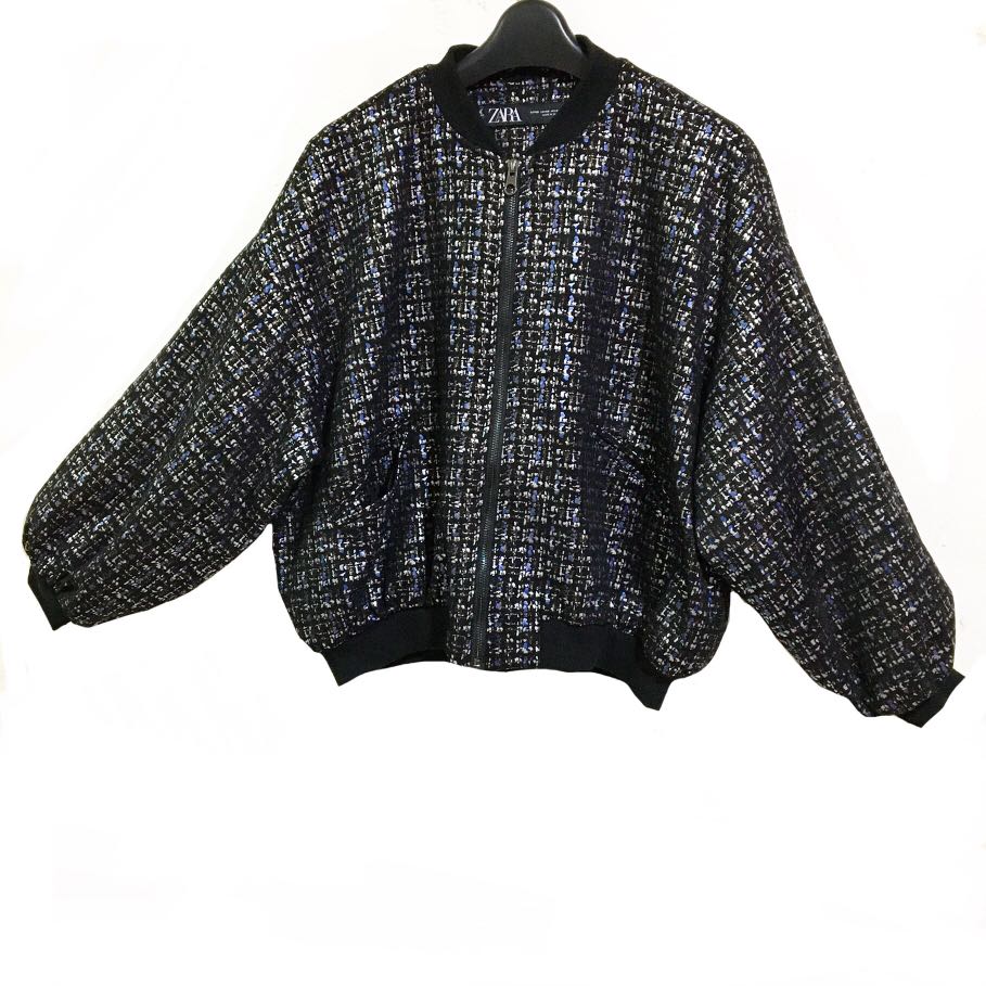 Zara Stylish Metallic Semi Balloon Sleeve Ultralight Bomber Jacket ...